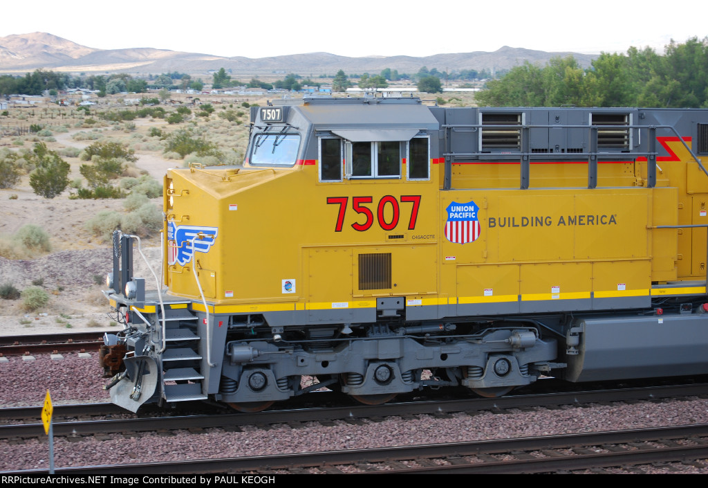 Side Cab Shot of UP 7507 as she passes me by.